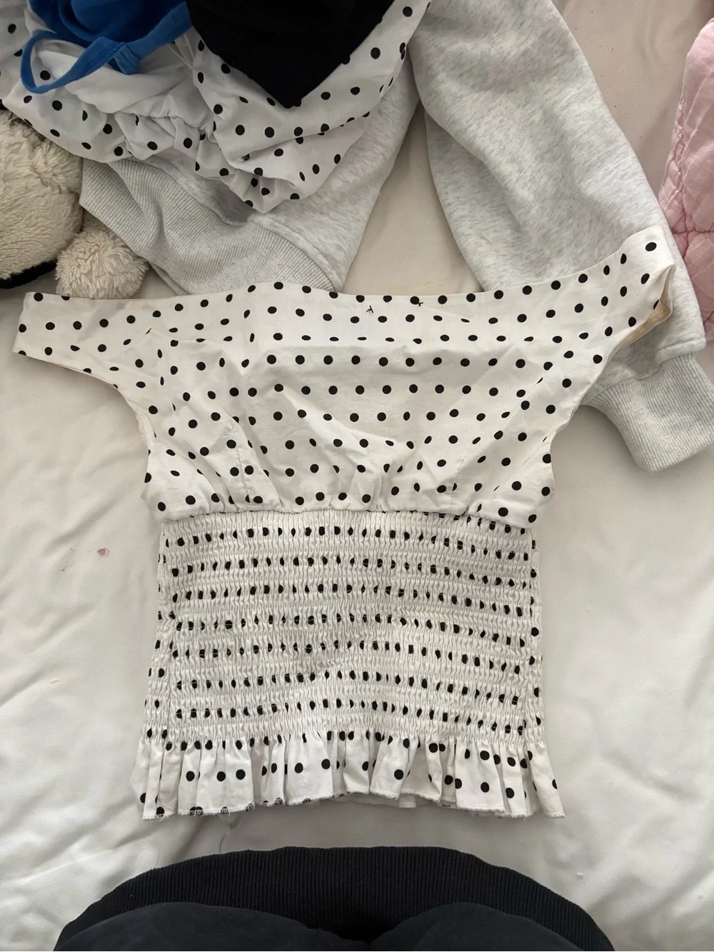 Peppermayo | Skirts | White Polka Dot Offshoulder Skirt Set | Poshmark